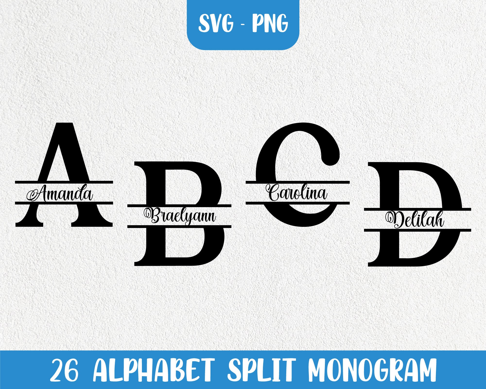 Split Monogram Alphabet Svg Letters Svg A-z Monogram Svg | Etsy