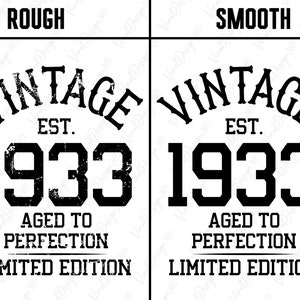 Vintage 1933 Svg, 90th Birthday Svg, Distressed Svg, Digital Download ...