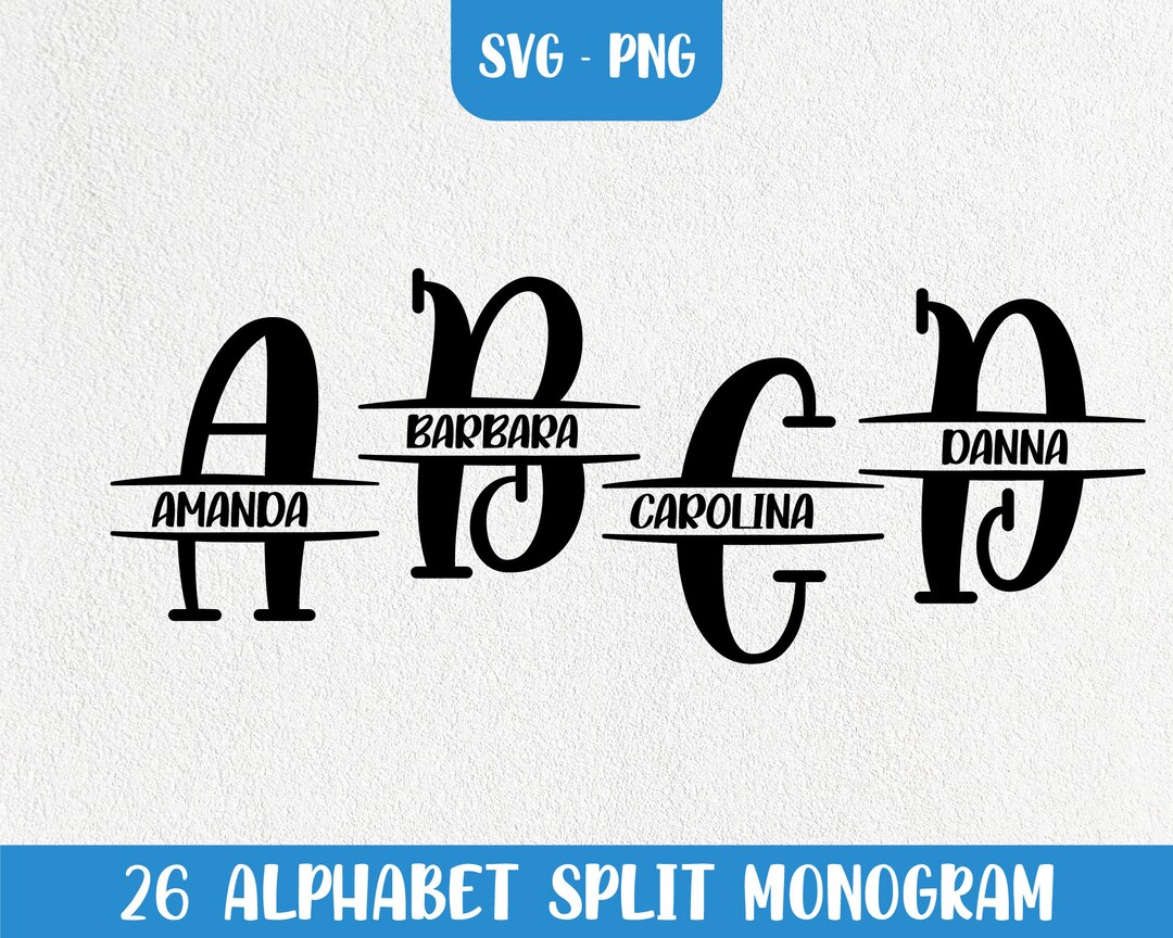 Split Monogram Alphabet Svg, Letters Svg, A-z Monogram Svg, Alphabet ...
