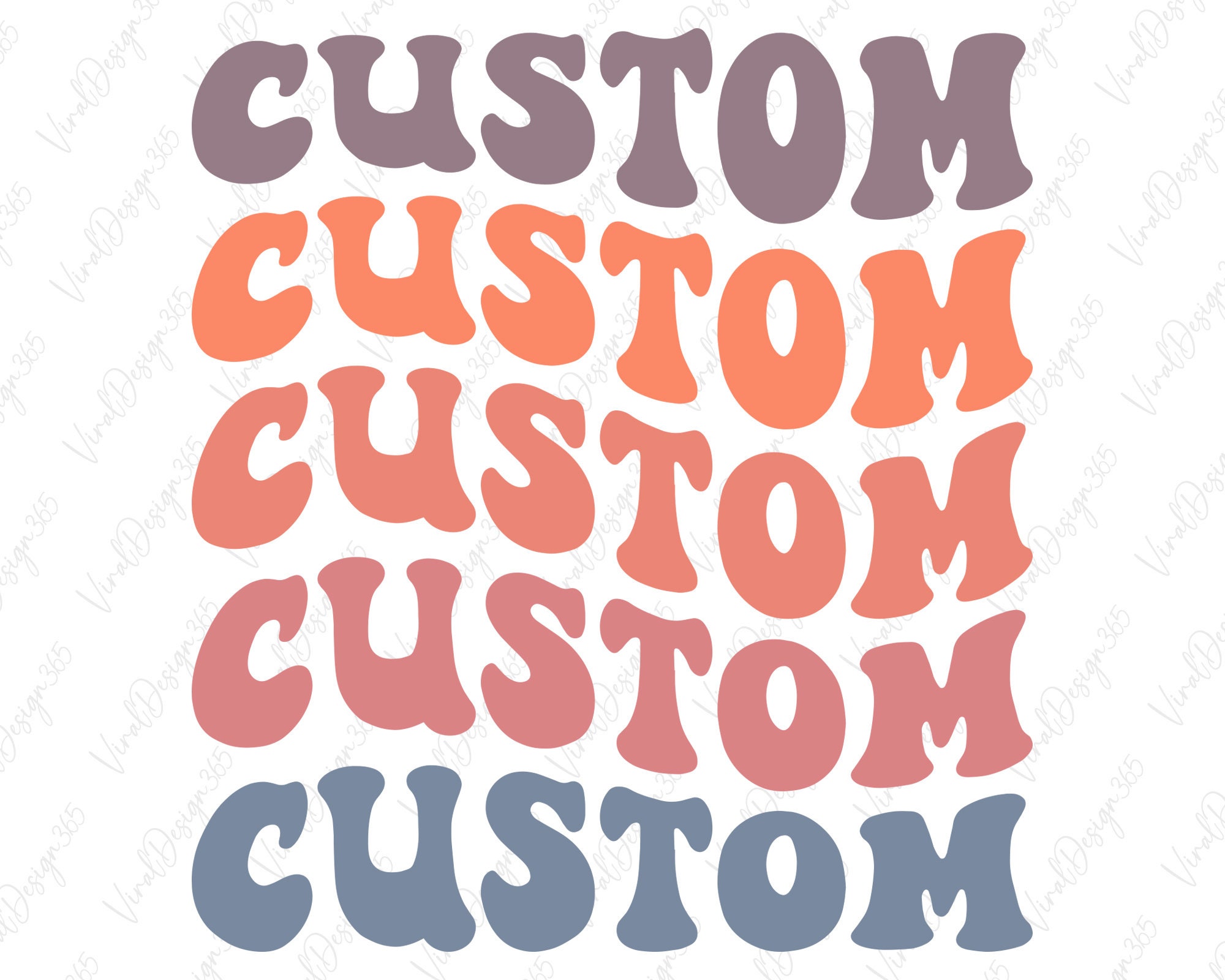 Custom Wavy Letters Svg Custom Boho Svg Retro Svg Stacked - Etsy