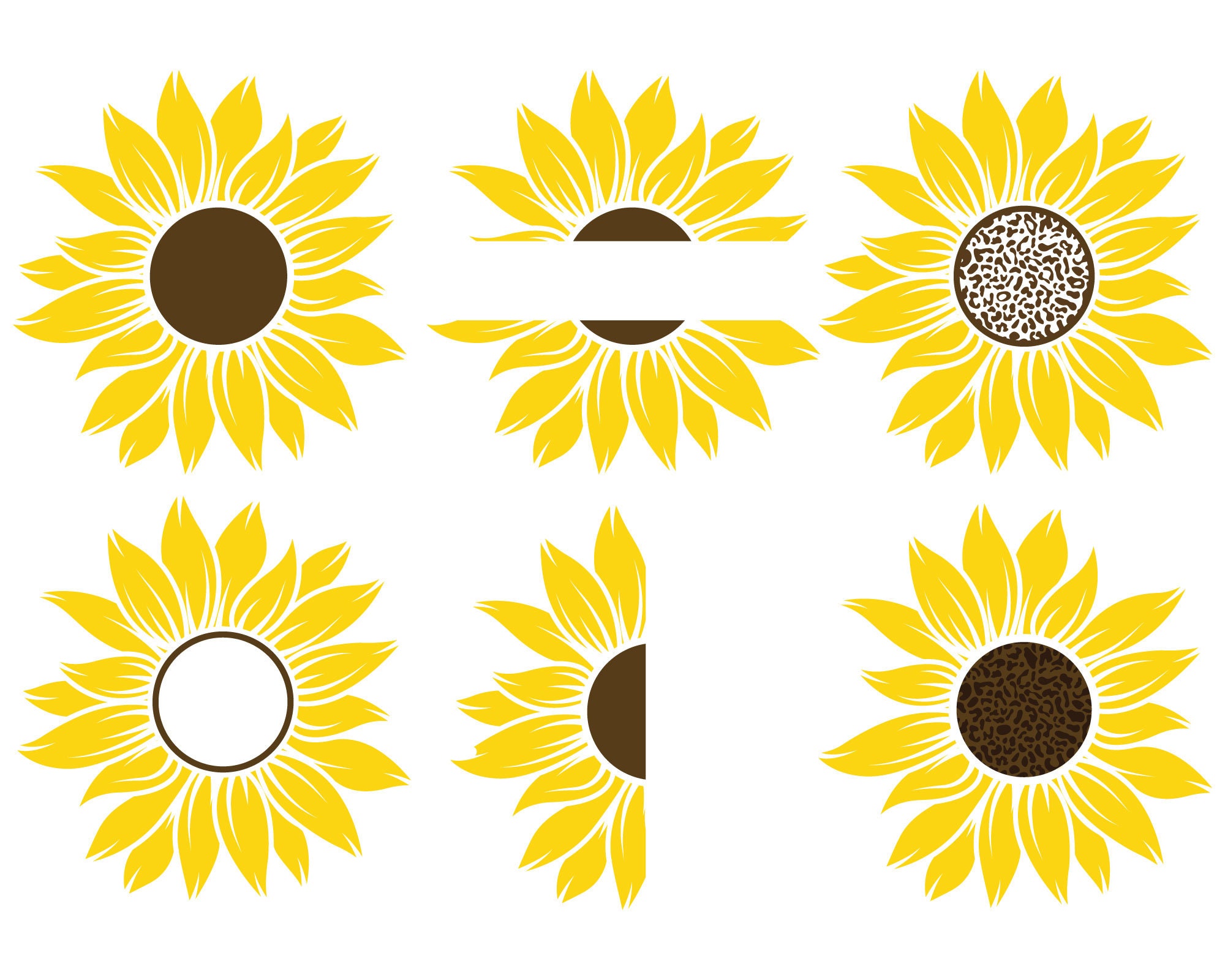 Sunflower Svg Half Sunflower Svg Sunflower Monogram Svg - Etsy