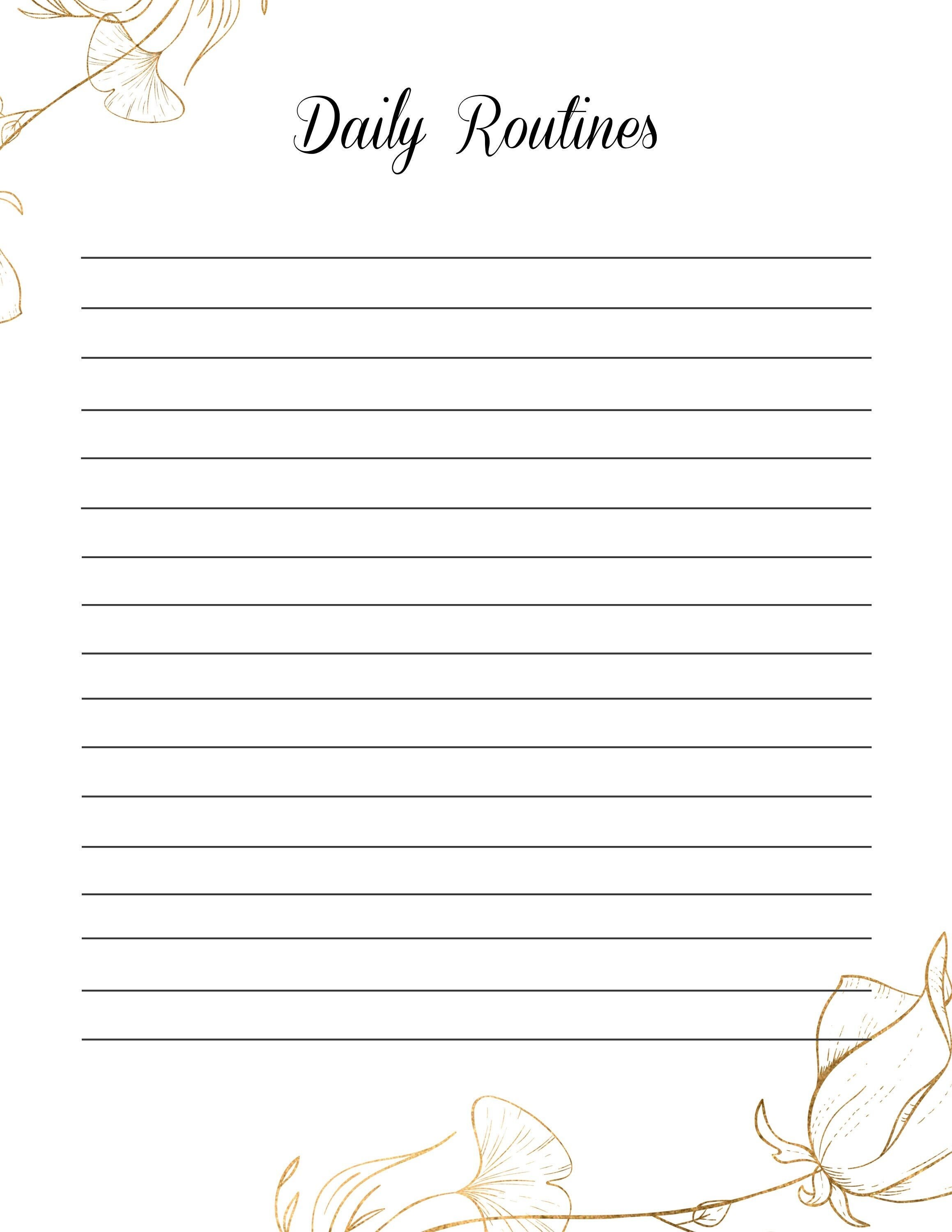 Daily Routines List Printable// Bullet Journal Routine Printable ...