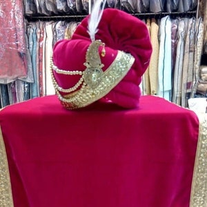 New Stylish Ethnic Handmade Pink Color Safa With Stall Dupatta Groom ...