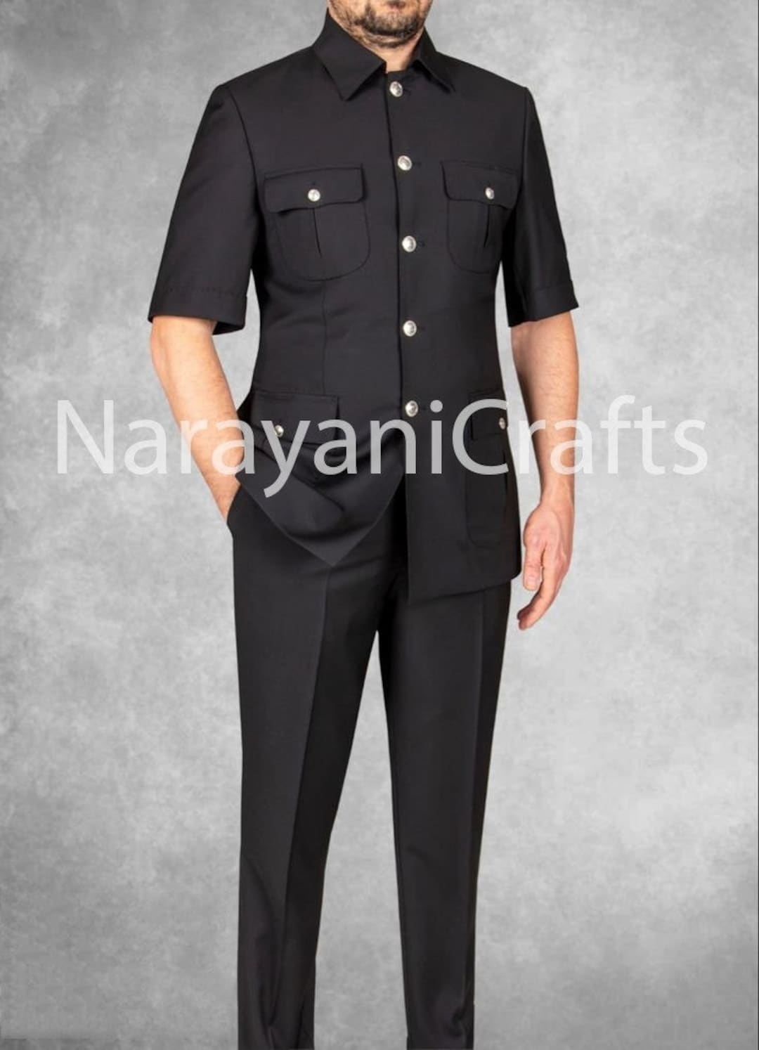 New Designer Stylish Black Color Safari Suit for Men for Wedding and ...