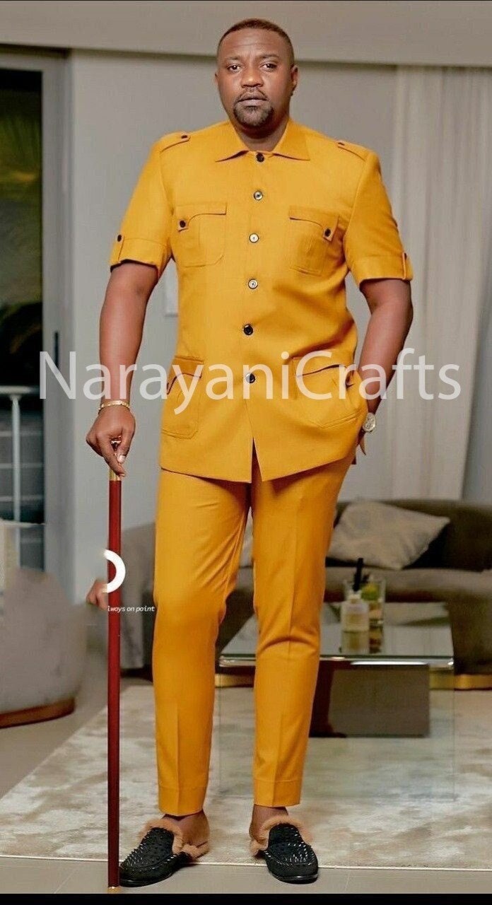 Handmade Decent Mustard Safari Suit for Men for Wedding and Events and Party and Casual Wear - Etsy