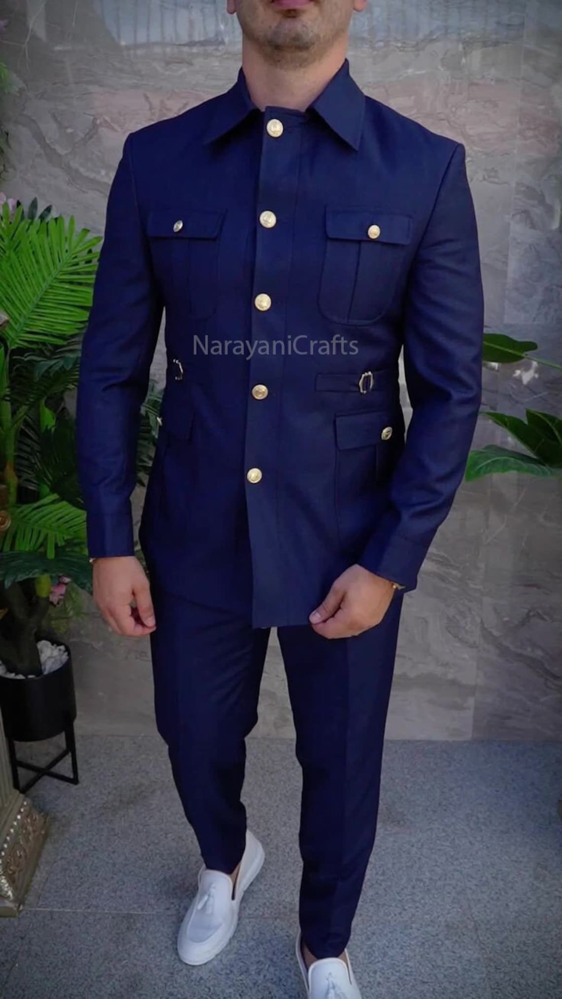 New Ethnic Blue Color Safari Suit for Men for Parties and Festive ...