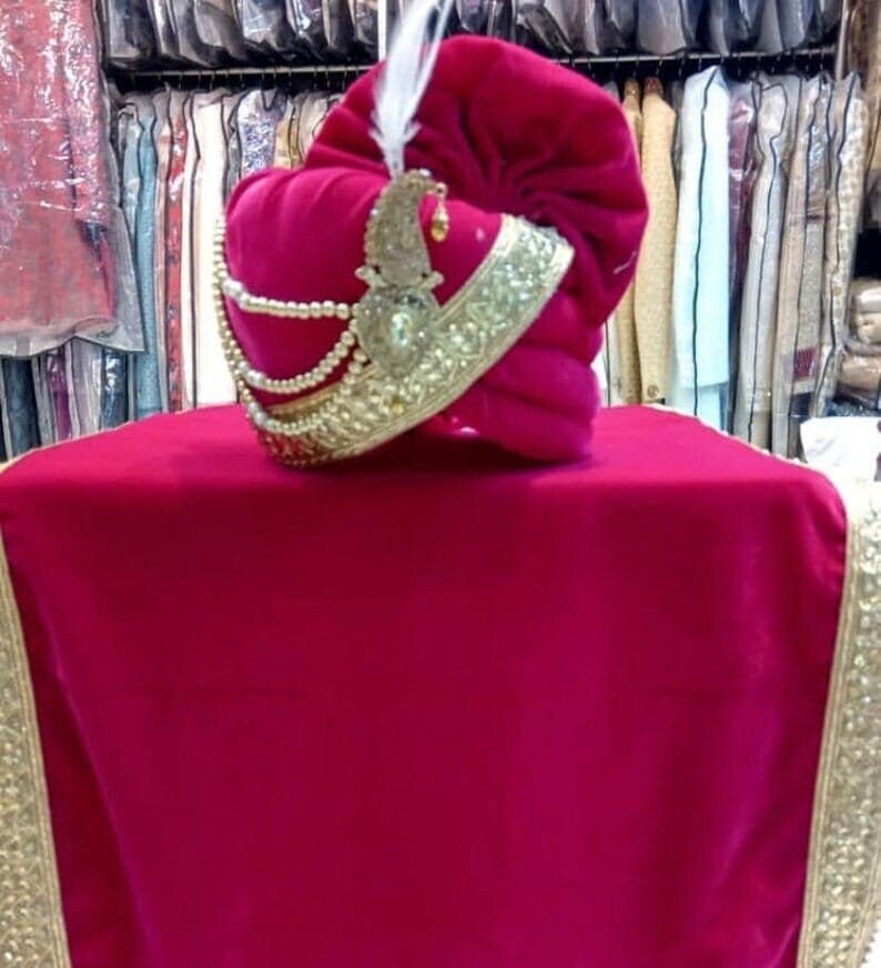 New Stylish Ethnic Handmade Pink Color Safa With Stall Dupatta Groom ...