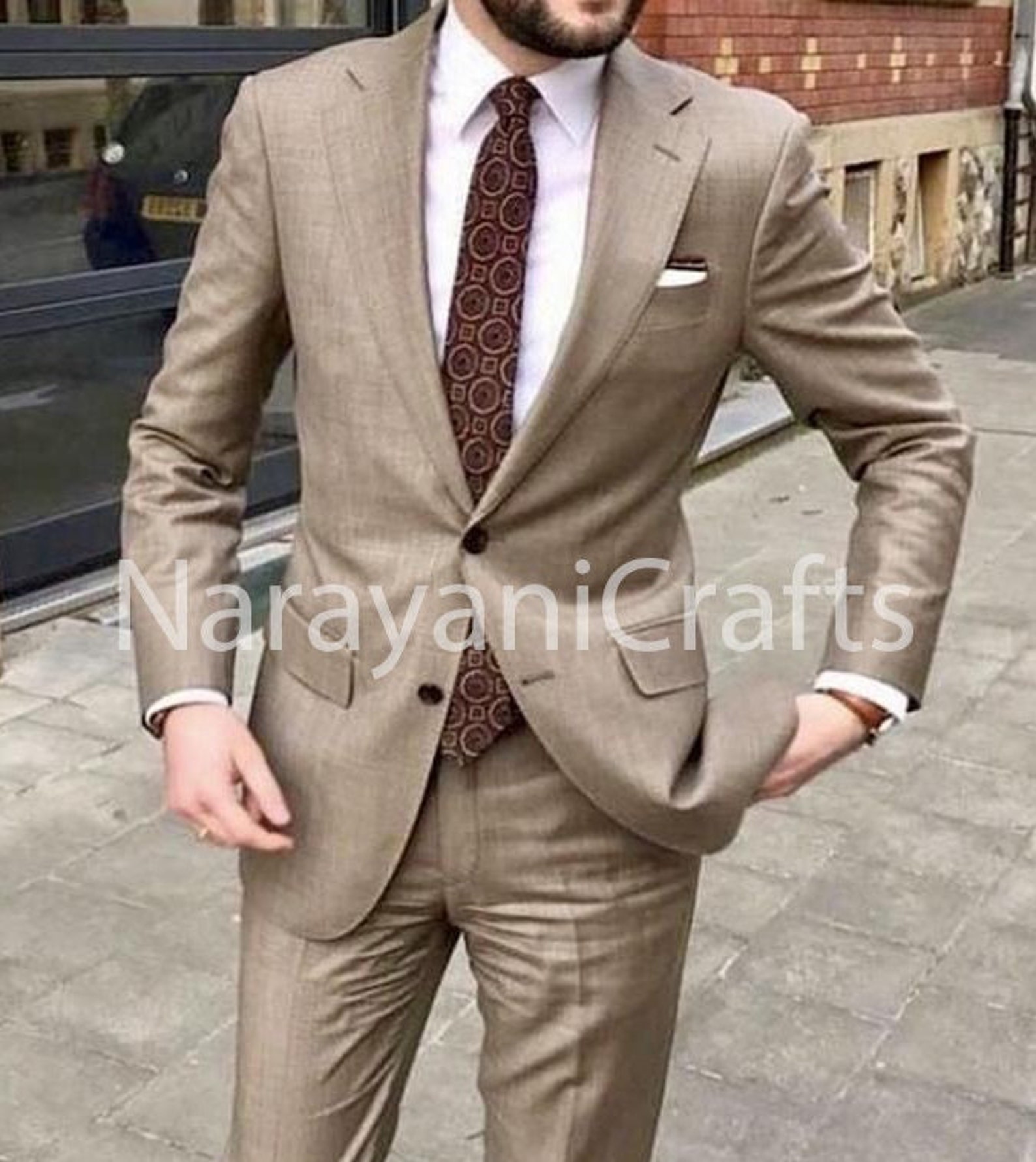Beige Suit Stylish 2-piece Coat Pant Set - Etsy