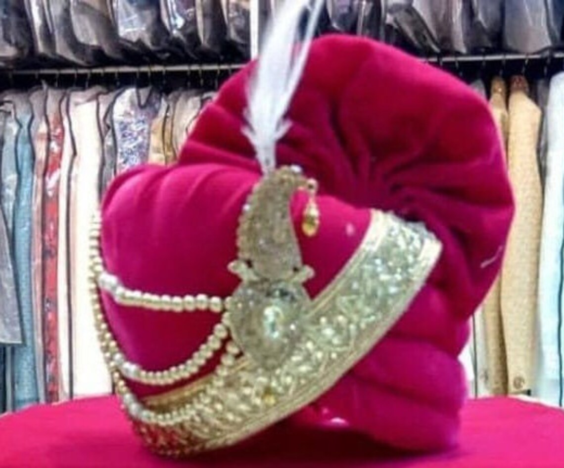 New Stylish Ethnic Handmade Pink Color Safa With Stall Dupatta Groom ...