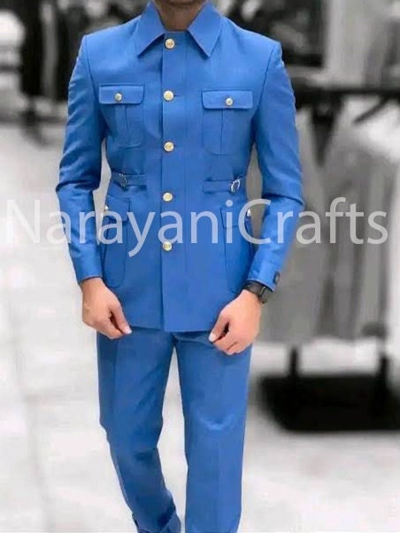 New Stylish Ethnic Decent Blue Color Safari Suit for Men Groom for ...