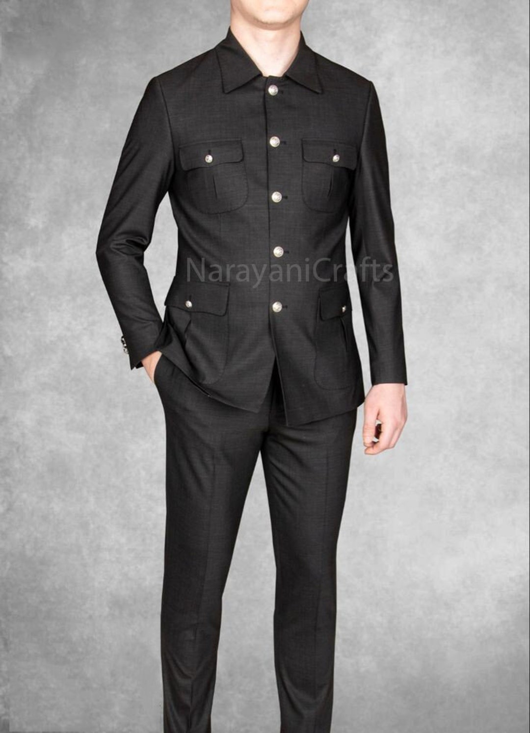 Stylish Decent Black Safari Suit for Men for Wedding and Events and ...