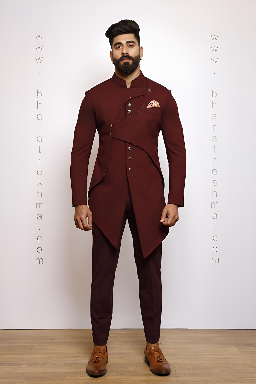 Maroon Ethnic Sherwani With Pant Stylish Wedding & Party Outfit - Etsy