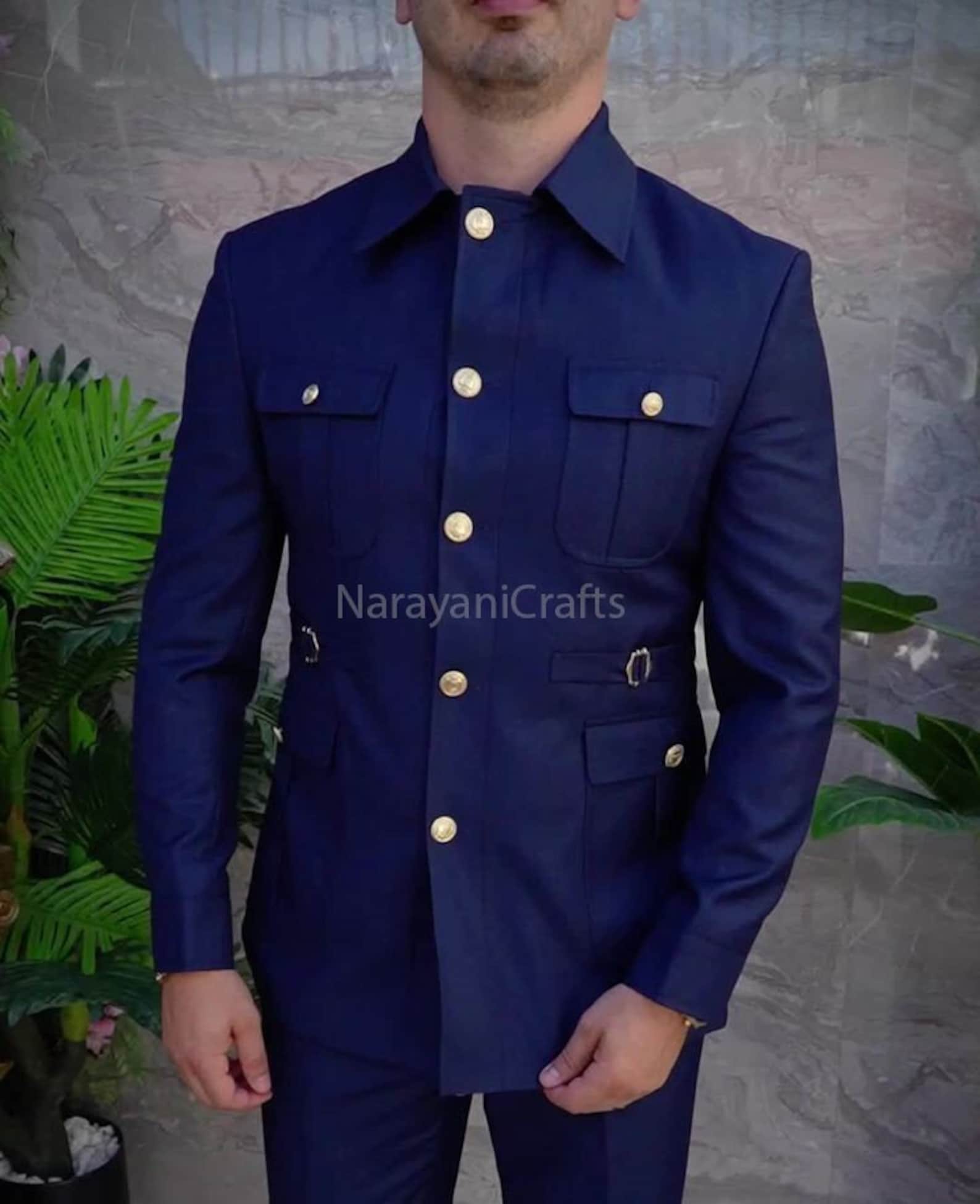 New Ethnic Blue Color Safari Suit for Men for Parties and Festive ...
