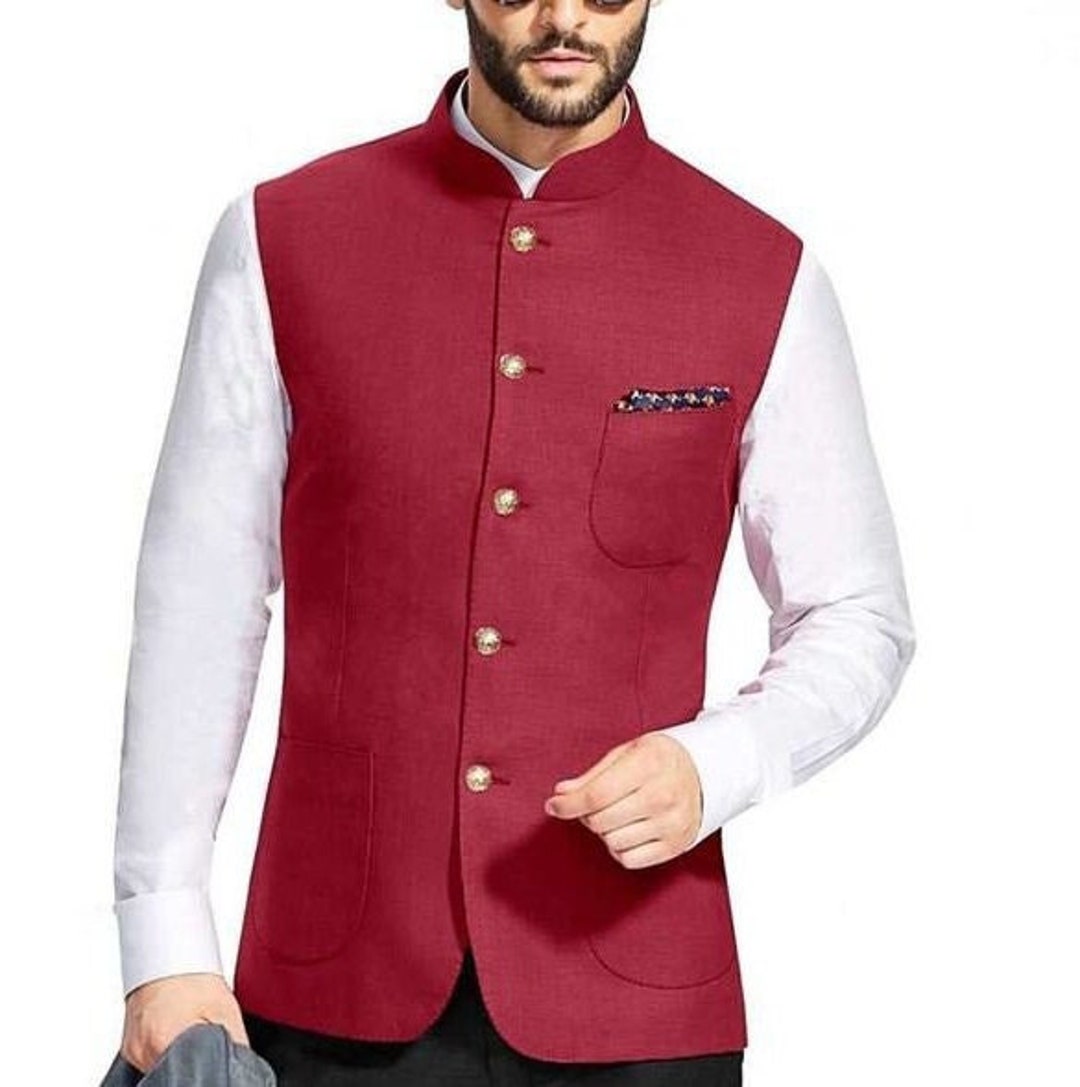 New Designer Red Waist Coat Jacket for Men for Wedding - Etsy