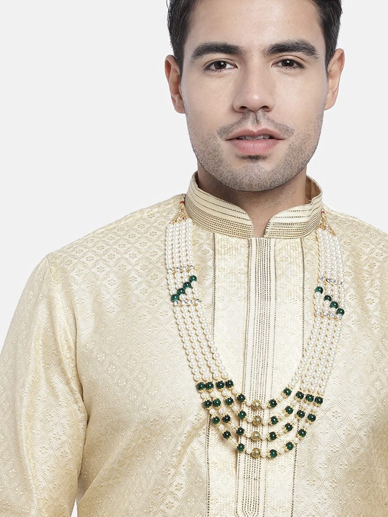 4 Layered Traditional Gold Plated Dulha Moti Mala With Stone Maharaja ...