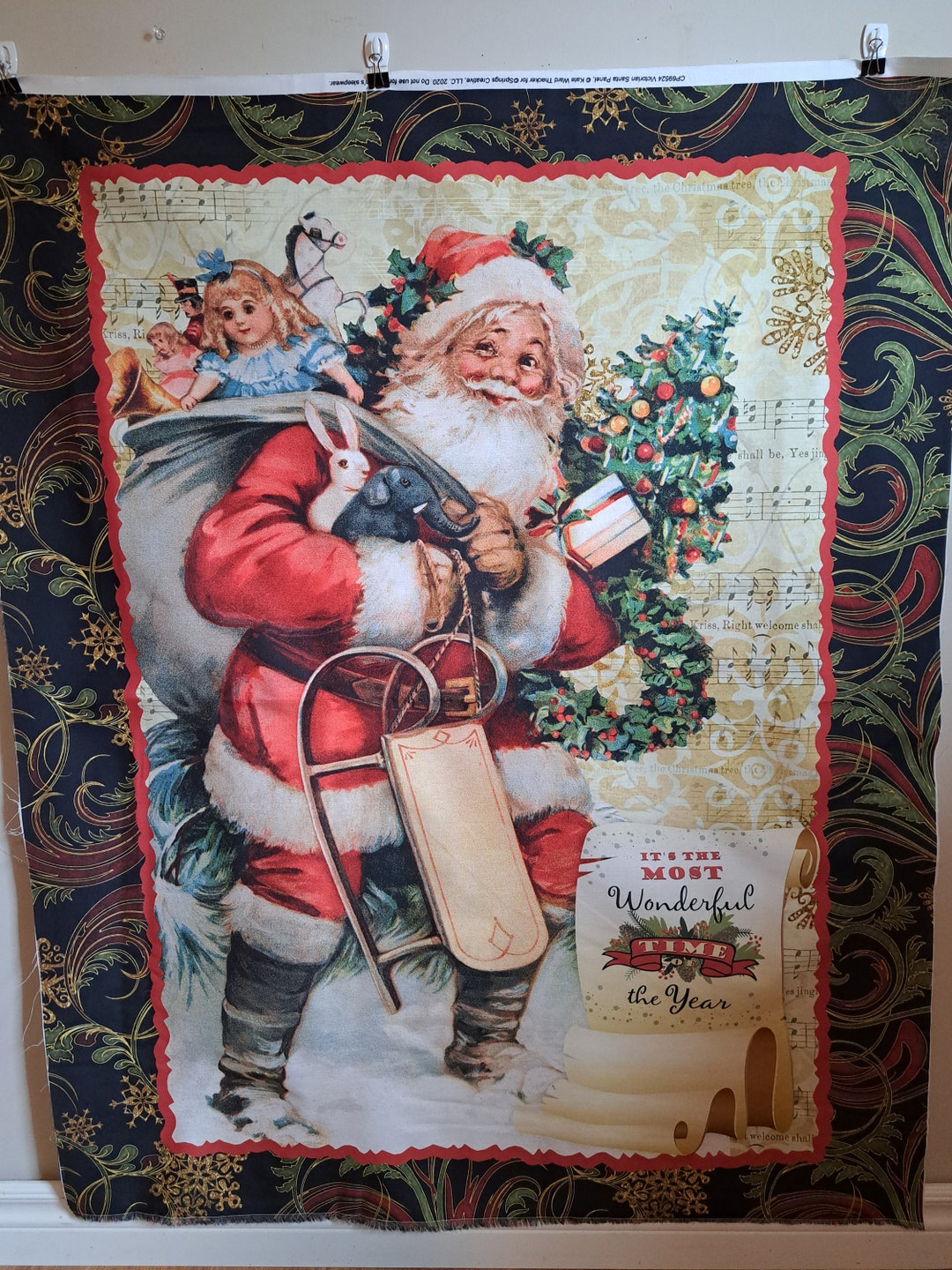 Cotton Santa Panel Quilt Panel Wall Hanging - Etsy