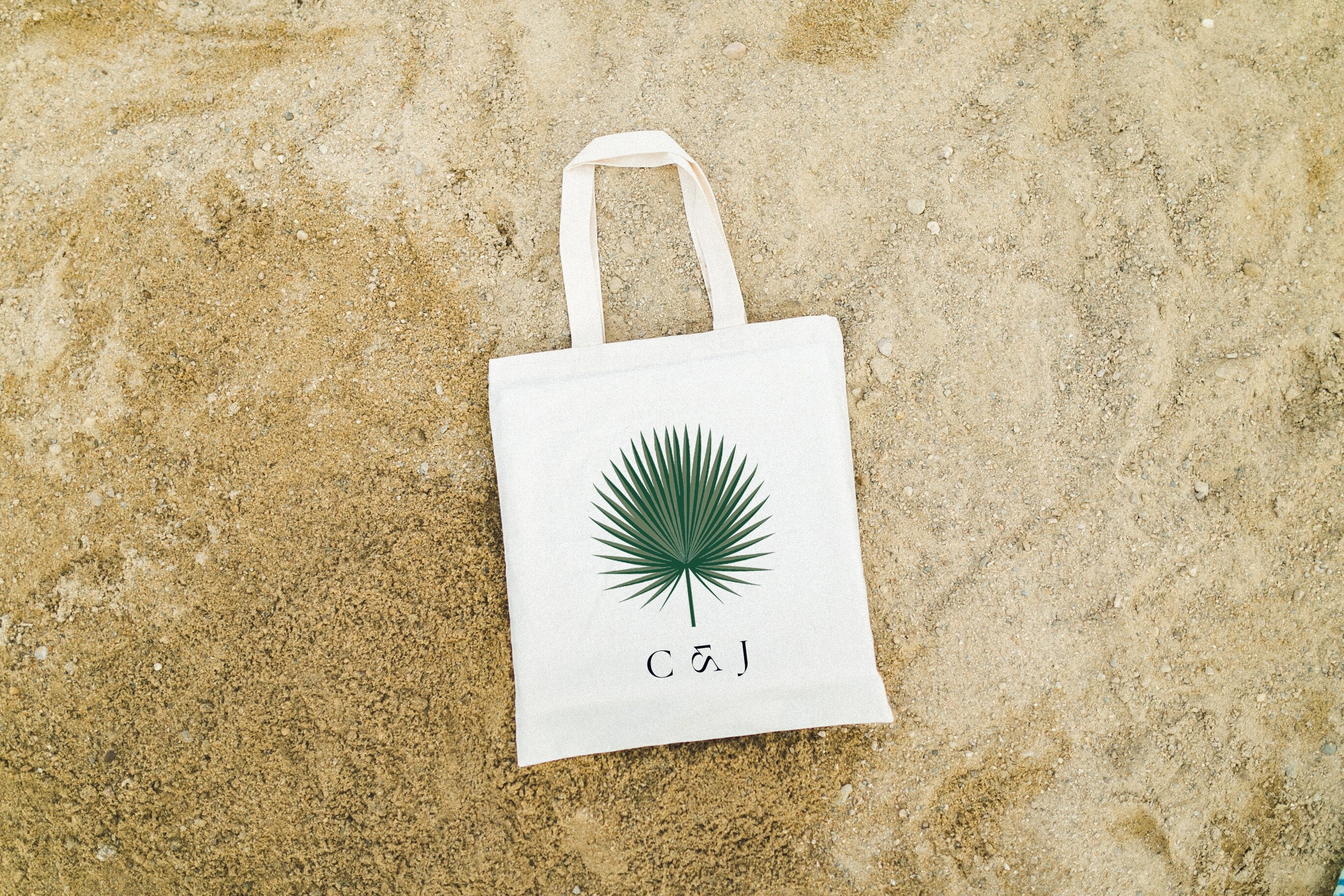 Destination Wedding Welcome Totes Green Fan Palm Leaf - Etsy