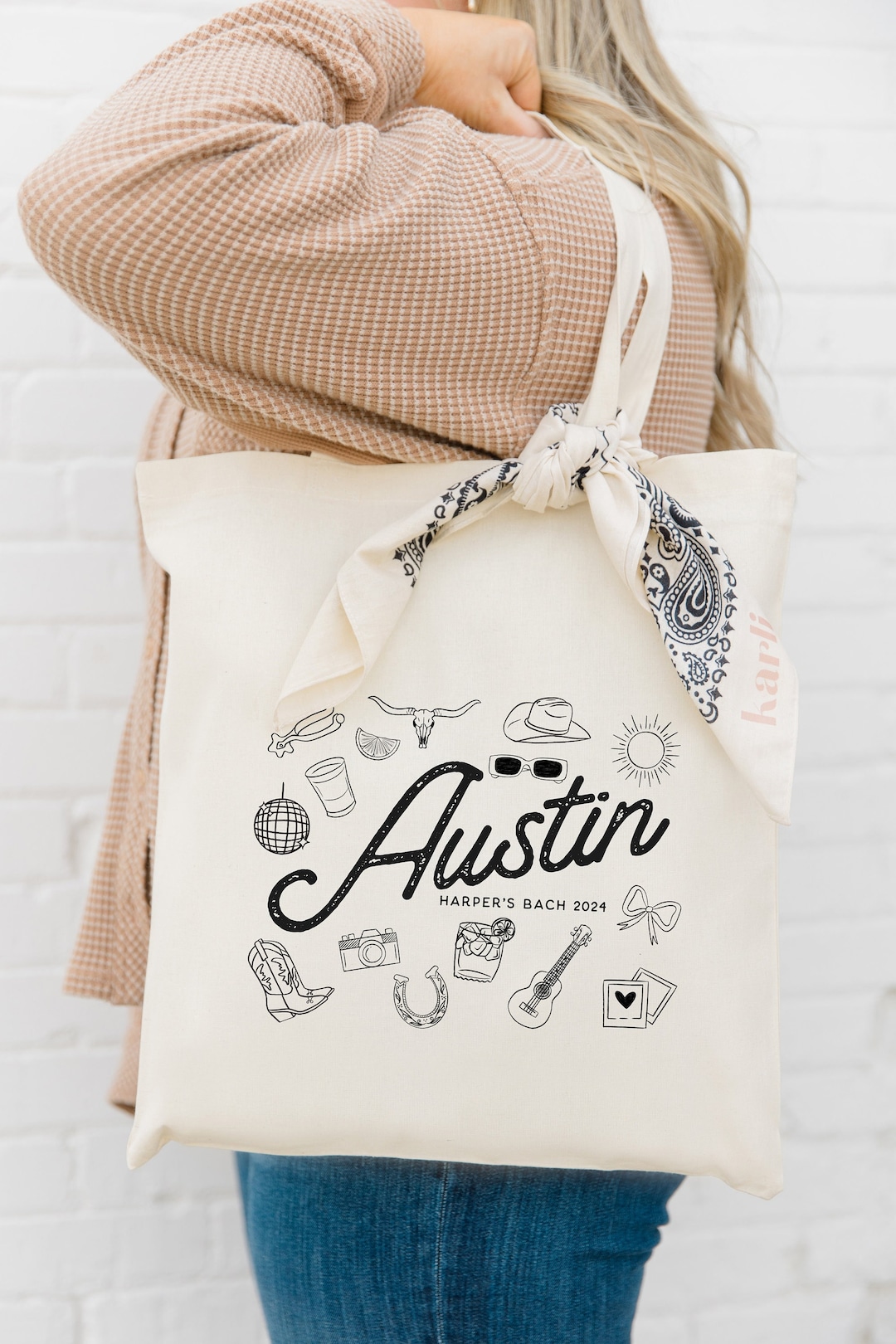 Austin Hand Drawn Trendy Bachelorette Tote - Club Bachelorette ...