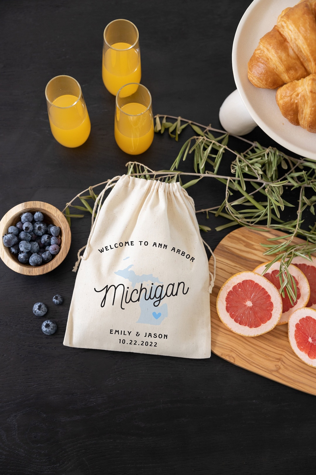 Destination Wedding Favors - Ann Arbor Wedding Bag - Michigan Wedding ...