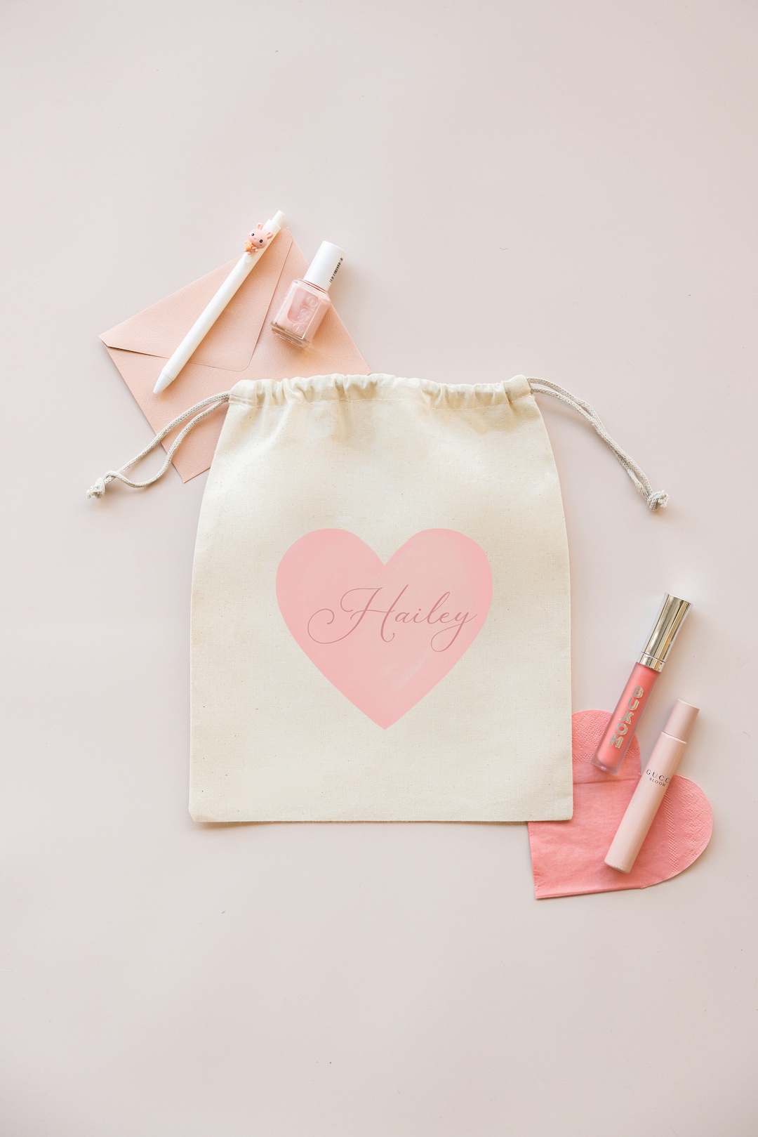 Watercolor Heart Name - Galentine's Day Favor Bag - Valentine's Day ...