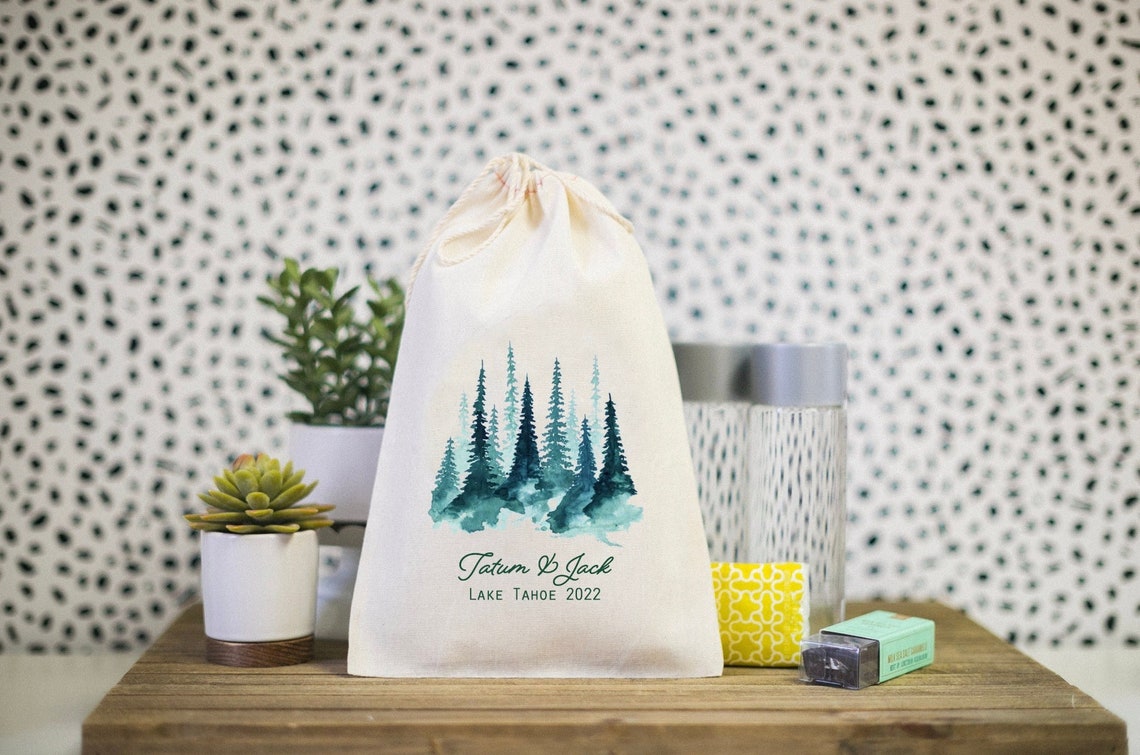 Forest Wedding Welcome Bag Watercolor Pine Tree Welcome Bag - Etsy