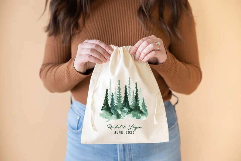 Forest Wedding Welcome Bag Watercolor Pine Tree Welcome Bag - Etsy