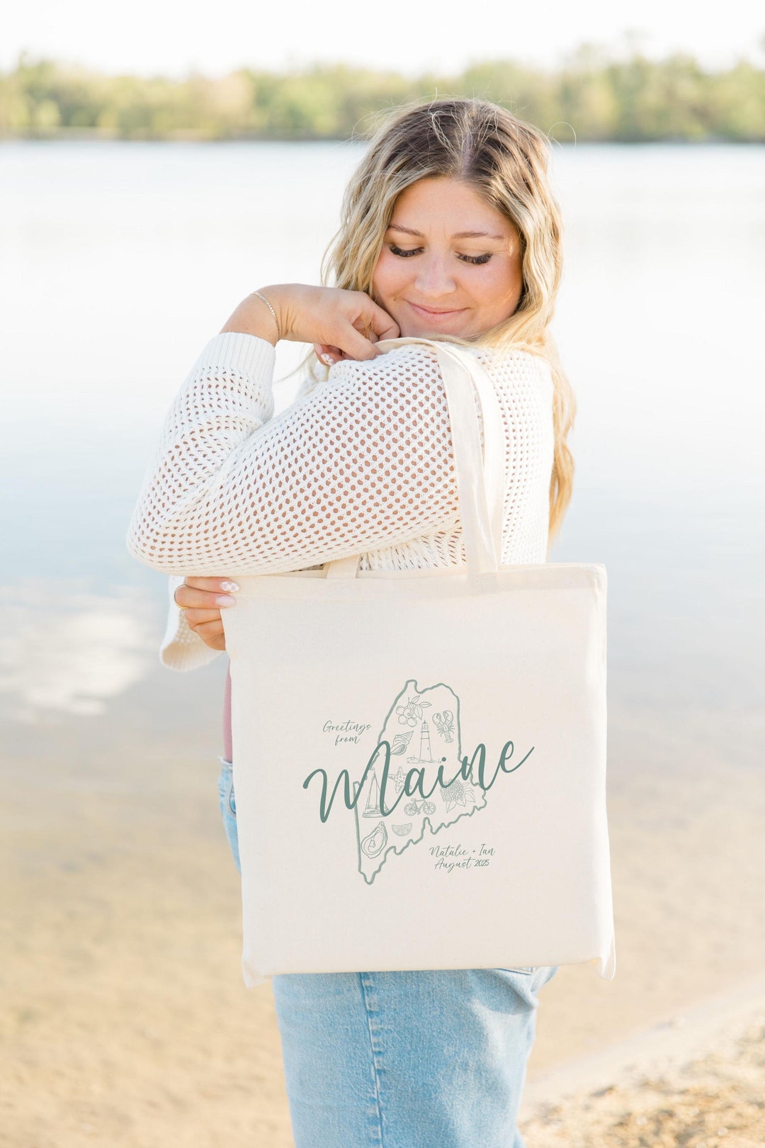 Maine Wedding Tote - Custom Wedding Tote Bag - Wedding Favor - Maine ...