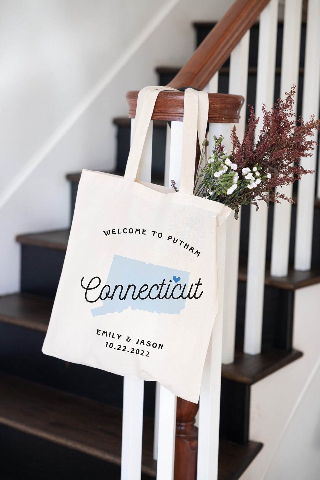 Connecticut Wedding Tote - Custom Wedding Tote Bag - Connecticut ...