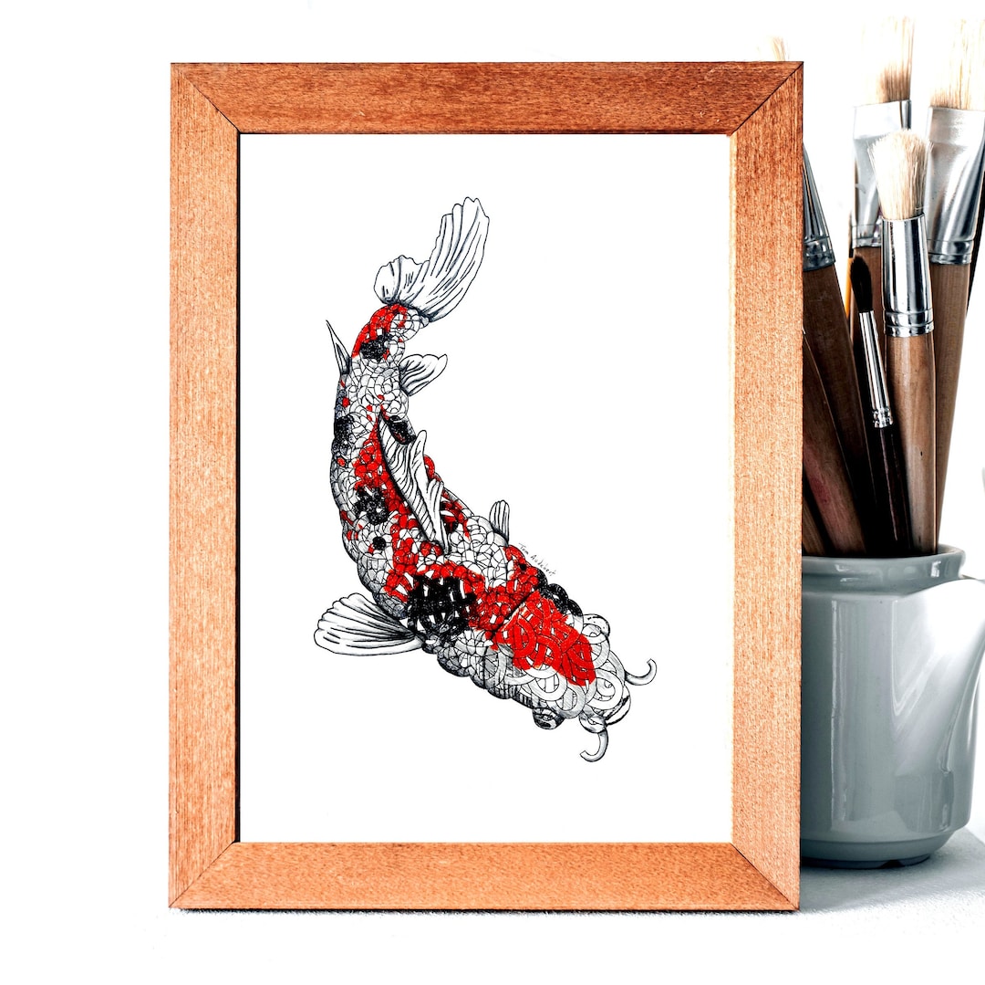 Koi Carp A4 Poster Limited Edition Animal Portrait Drawing Animal Art ...