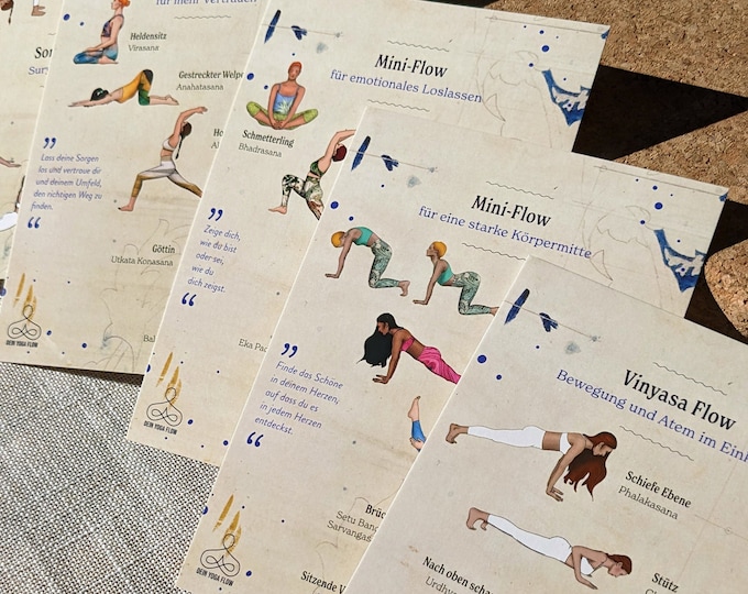 Yoga Postkarte/ Mini Poster „Sonnengruß“/Karte Sonnengruß/ Dekoration ...