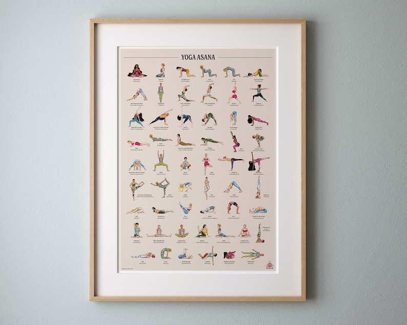 Yoga Poster, Asana Poster, Yoga Poses, Gift for Yoga Teacher, Yoga Wall ...