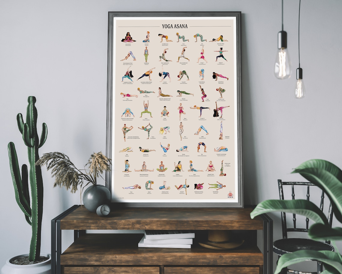 Yoga Poster, Asana Poster, Yoga Poses, Gift for Yoga Teacher, Yoga Wall ...