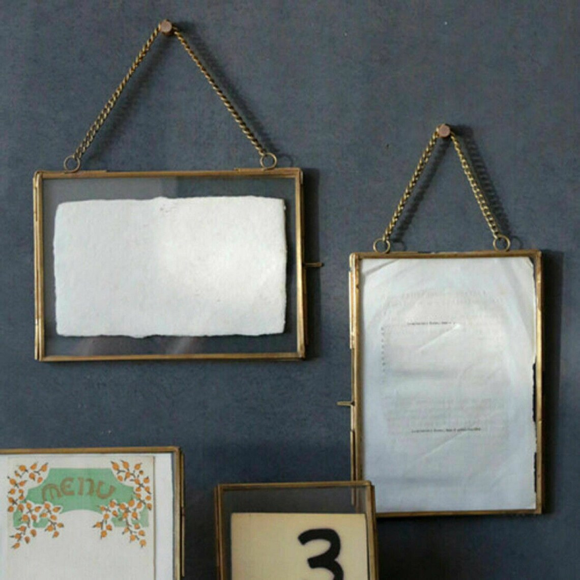 Antique Metal Brass & Glass Picture Photo Frame Hanging | Etsy UK