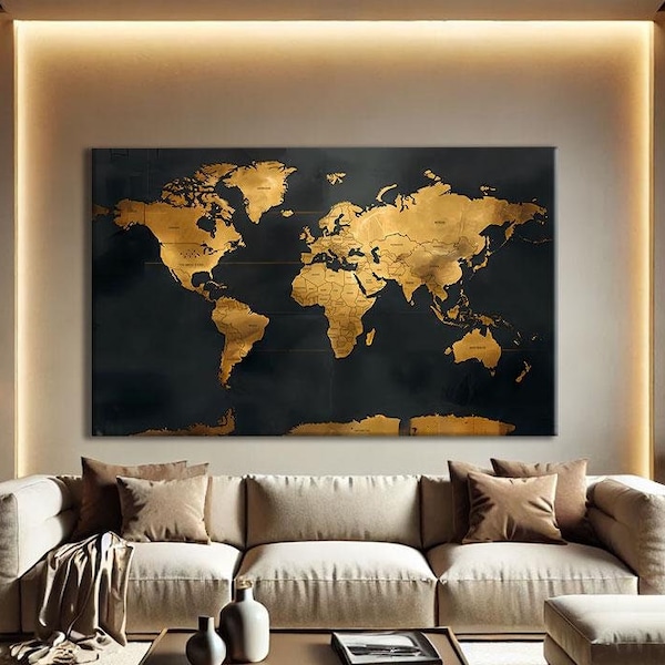 World Map Wall Art - Etsy