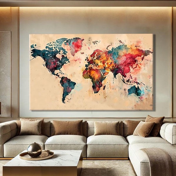 World Map Wall Art - Etsy