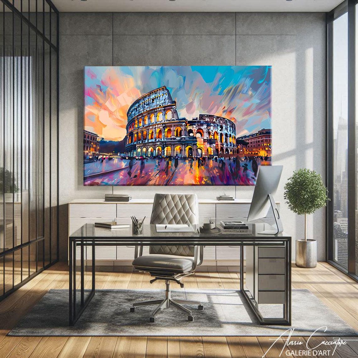 Colosseum Painting, Italy Art Print, Abstract Pop Art Canvas, Rome Wall ...