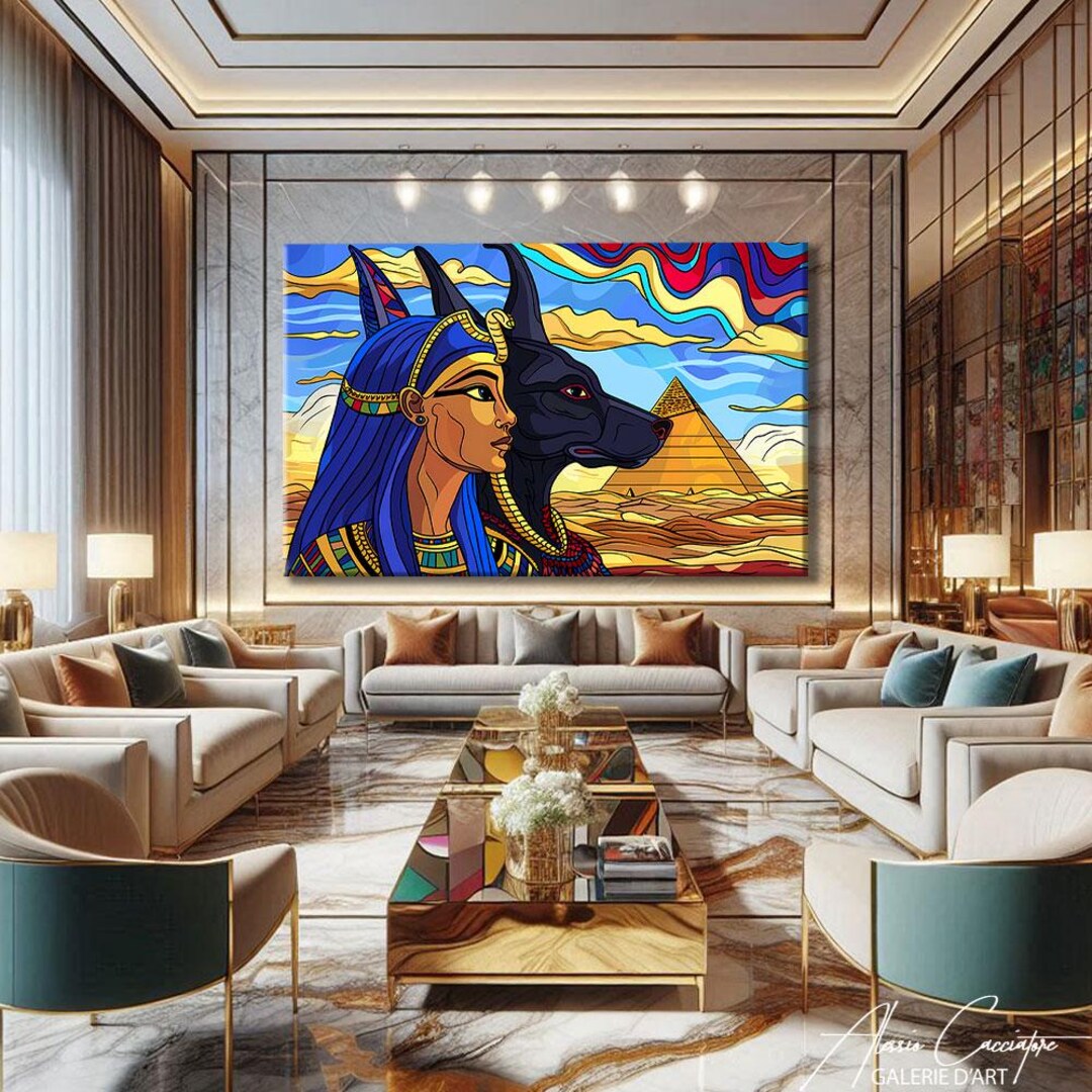 Anubis Wall Decor, Mythology Wall Art, Egyptian Decor, Pyramids Print ...