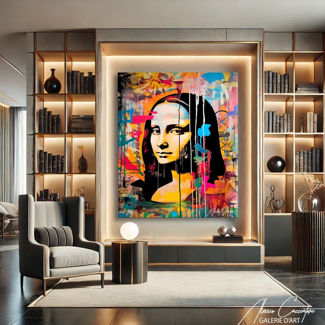 Mona Lisa Wall Art, Large Graffiti Art Canvas, Colorful Street Art ...