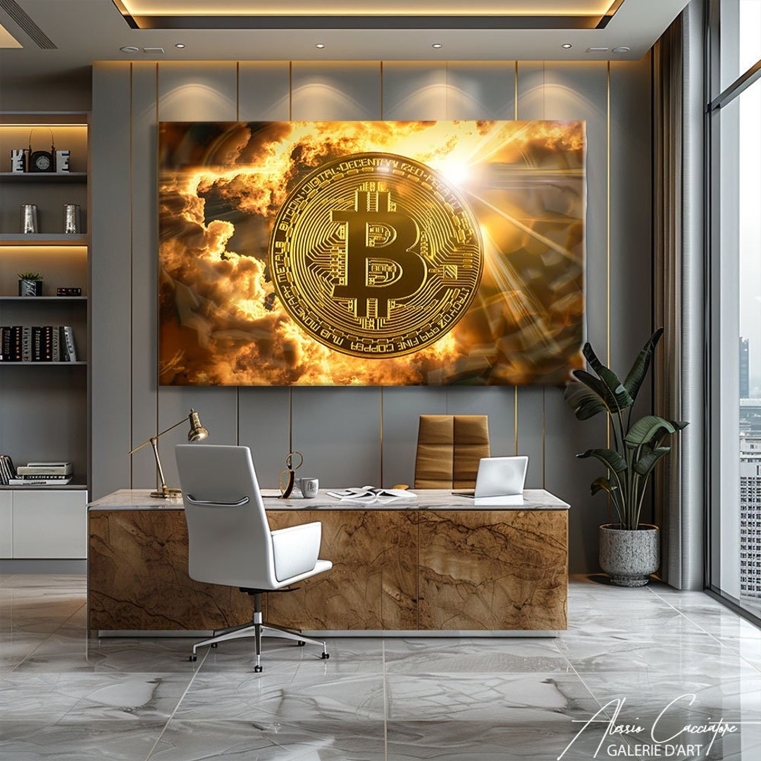 Bitcoin-Wandkunst, Büro-Wanddekorationsdrucke, Krypto-Gemälde, Bitcoin ...