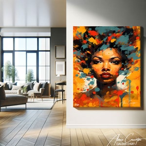 African Wall Art Canvas, African Woman Painting Abstract, African ...