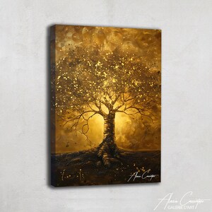 Tree of Life Decor, Golden Tree Wall Art, Tree of Life Painting, Gold ...