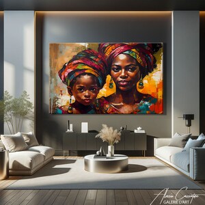 African American Wall Art for Living Room, Large Abstract Painting Canvas Original, African ...