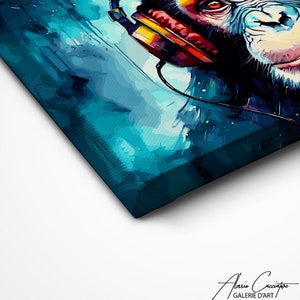 Monkey Headphones Canvas, Pop Art Painting Print, Graffiti Print, Large ...