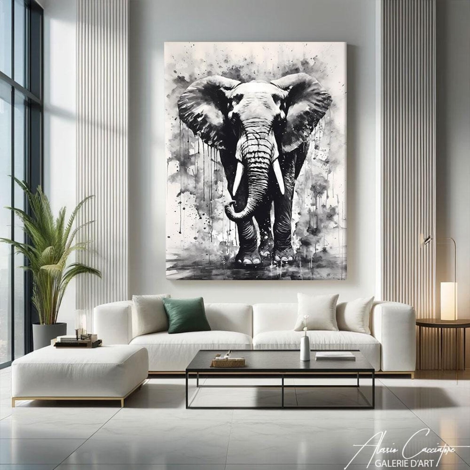 Elephant Wall Art Large, Extra Large Abstract Art Prints Black and ...