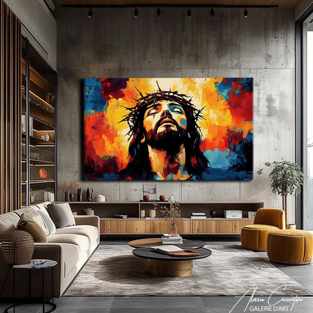 Jesus Christ Canvas, Catholic Art Framed, Colorful Christian Art ...