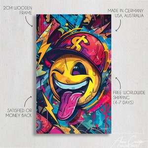 Smiley Face Art Print, Colorful Pop Art Prints, Hypebeast Decor Wall ...