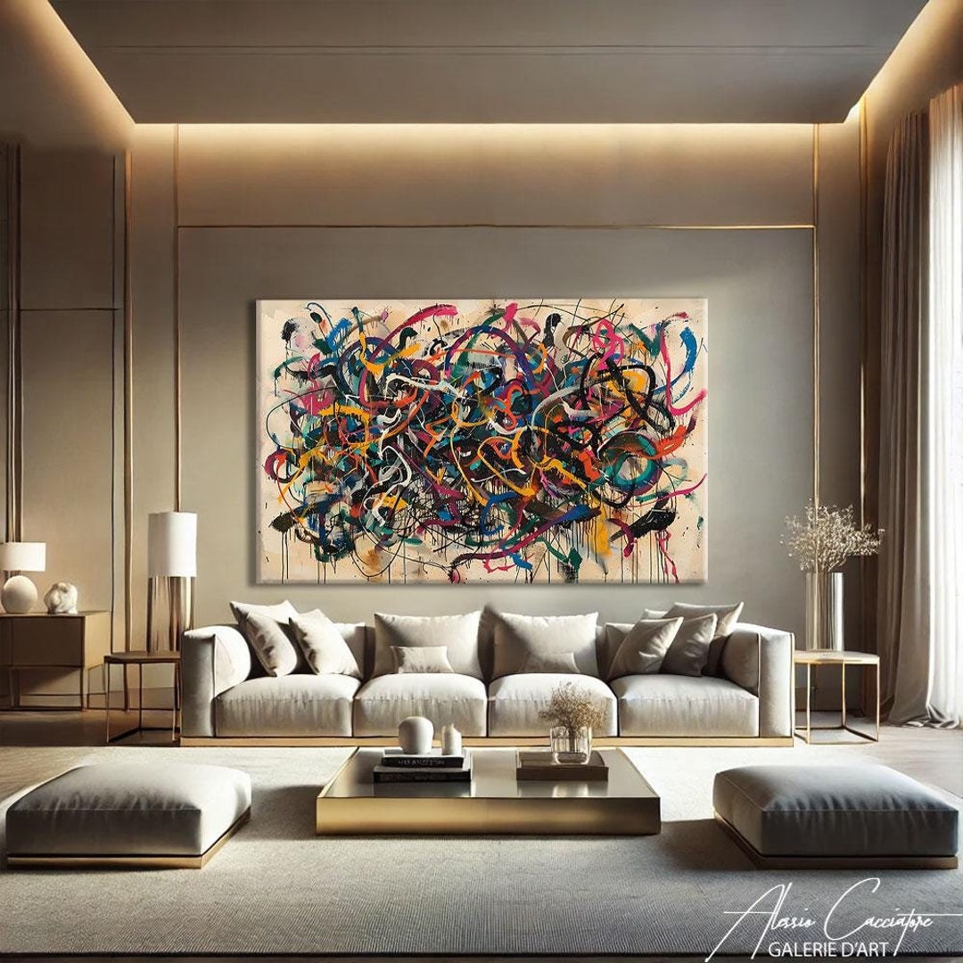 Scribble Wall Art, Abstract Graffiti Art Canvas, Street Art Decor ...