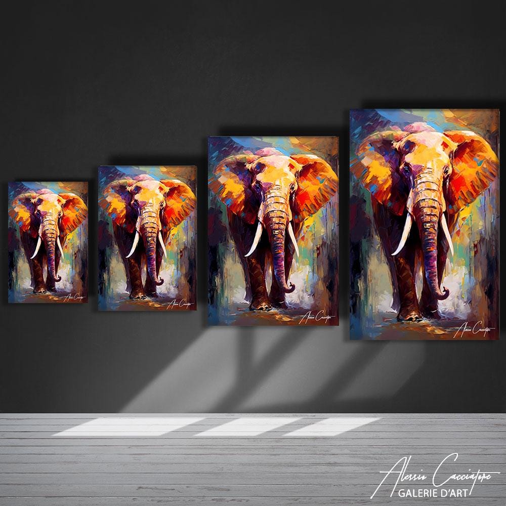Elephant Wall Decor Animals, Extra Large Wall Art Abstract Decor ...