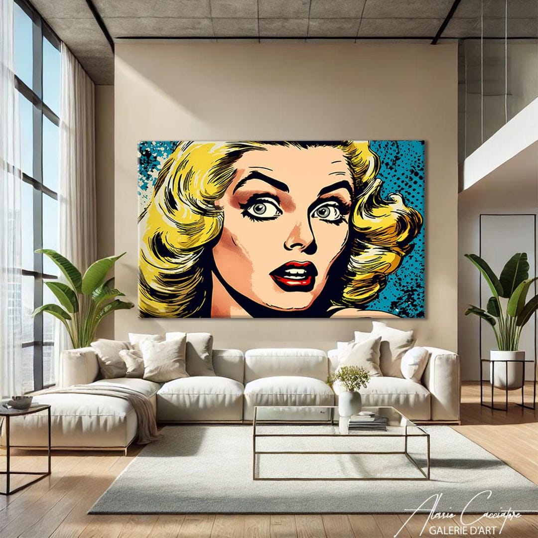 Pop Art Print Comic Style, Mid Century Modern Wall Art Bedroom, Comic ...