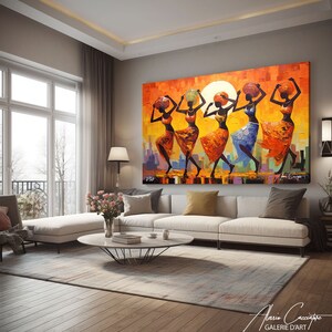 African Art Print, Large Abstract Painting Canvas, Abstract African Wall Art, Black Women Wall ...
